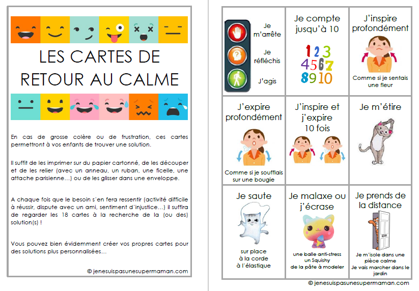 GESTION DES ÉMOTIONS – Cartes pour apaiser les colères et revenir au ...